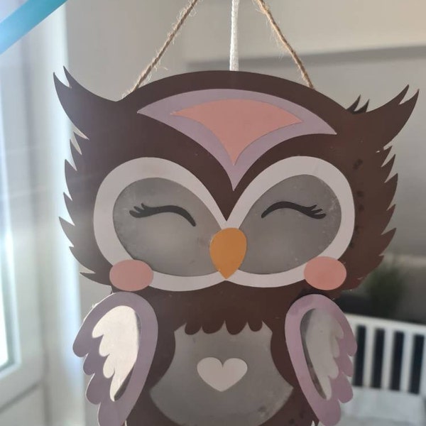 Eulen Laterne_Bastelvorlage_PDF/SVG/DXF_süße Glitzereule Laterne_Basteln mit oder ohne Plotter ...