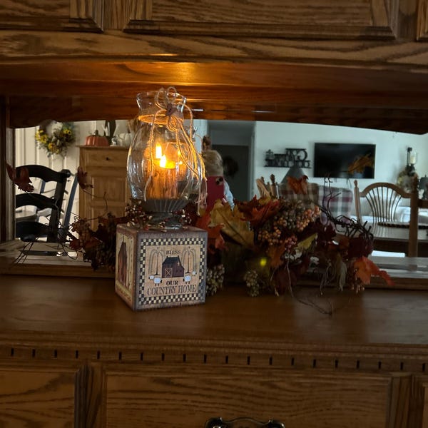 Halloween Owls Candle Lantern, Faux Country Hurricane Lamp, Handmade 4 ...