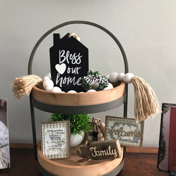 Mini Welcome Sign Set of 5 Tiered Tray Bundle /rustic Farmhouse Decor ...