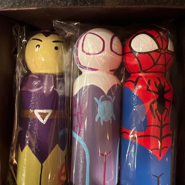 Spidey and Friends Peg Dolls - Etsy