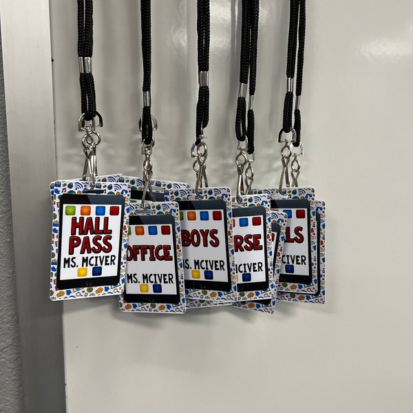 IPad Theme Classroom Hall Passes for Teachers, Personalized, Hall Pass ...
