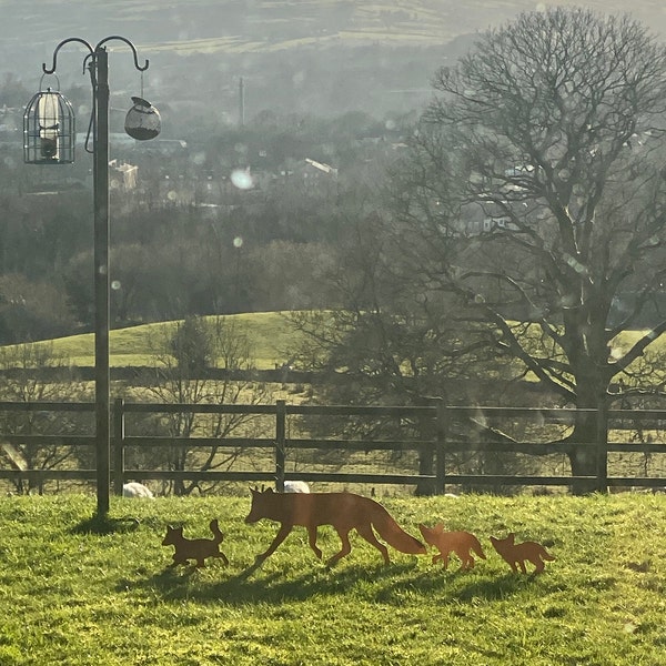 Rusty Metal Family of Foxes - Garden Ornaments - Art - Fox Gift - Steel ...