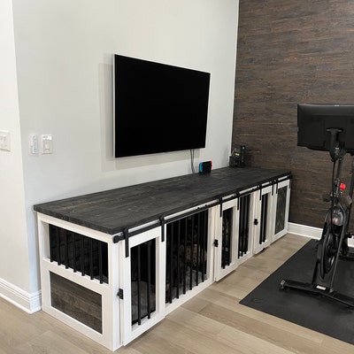 Dog Crate Desk FREE SHIPPING Farmhouse Dog Kennel Dog Furniture Rustic ...