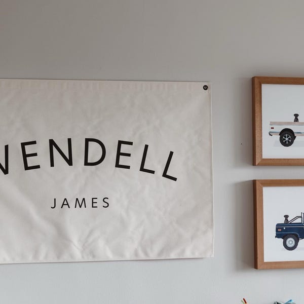 Baby Name Flag Canvas Flag Nursery Name Sign Custom Name Banner Boho ...