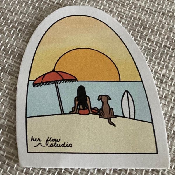 Surfer Girl Sticker | Sunset Sticker | Surfboard Sticker | Dog Sticker ...