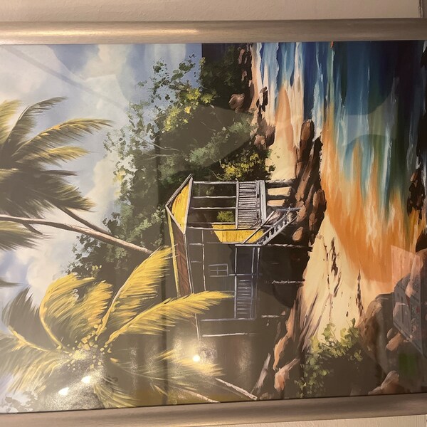 West Indies Gift of Caribbean House Art Print Rural Chickens on Step of ...