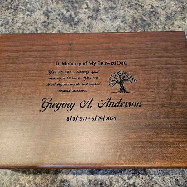 Memorial Keepsake Box, Forever in Our Heart Memory Box, Loss of Dad ...