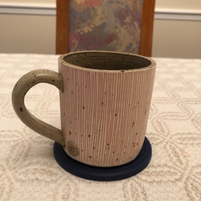 Stoneware Hand Painted/handmade Ceramic Mug, Tactile Embossed Playful ...