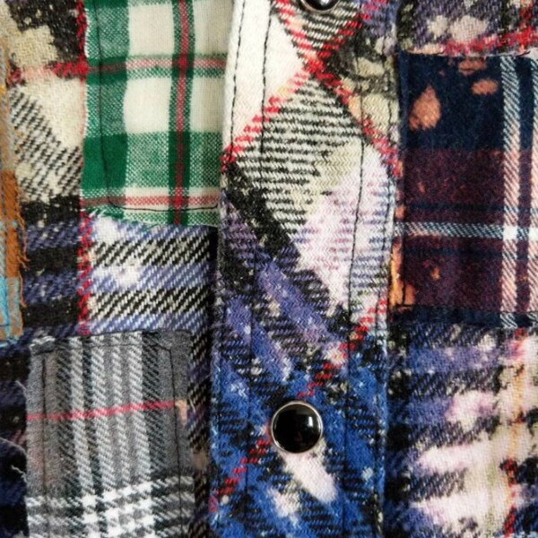 Bleach Distressed Flannel Shirt Men's Size XLT Floral Patch Denim ...