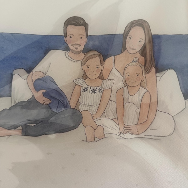 Custom Faceless Family Portrait | Hand-painted Watercolor Art ...