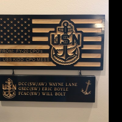 US Navy Chief Flag, Sign, US Navy Gift, Navy Chief, Engraved Sign ...