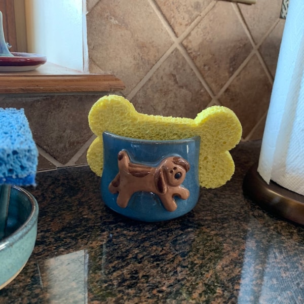 Handmade Pottery of a Dog Sponge Holder, Perfect for the Your Kitchen ...