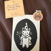 Magical Wizard Cat Linocut Block Print 4 X 6 Mini Print Printmaking ...