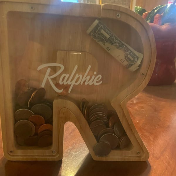 Custom Initial Coin Bank With Name,wooden Piggy Bank for Boys or Girls ...