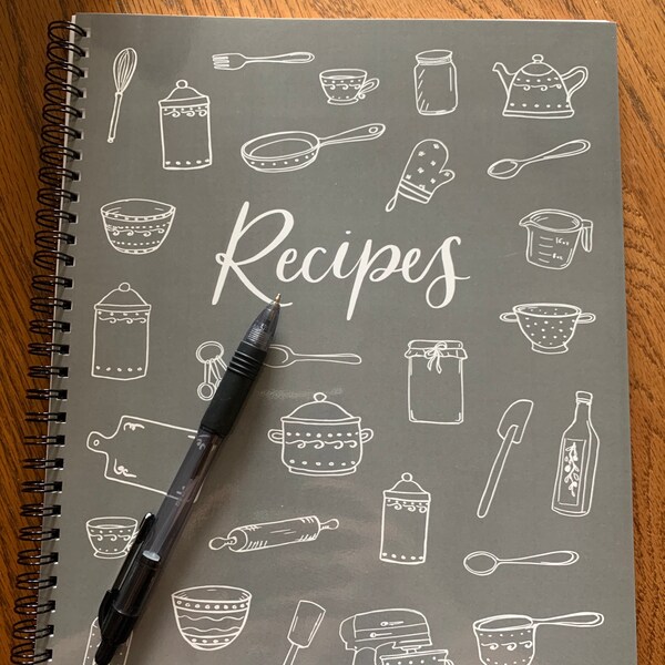 Blank Recipe Notebook Large Recipe Book Kitchen Utensils Recipe Journal ...