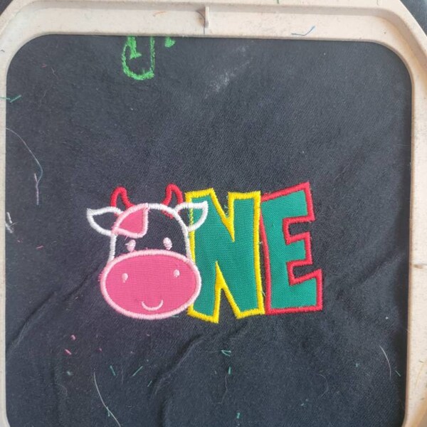 Cow Birthday Number ONE Applique Machine Embroidery Design NO:0605 - Etsy