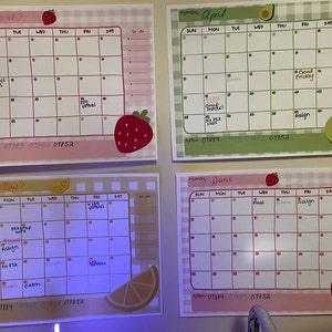 Cute Strawberry Printable Calendar Digital Calendar - Etsy