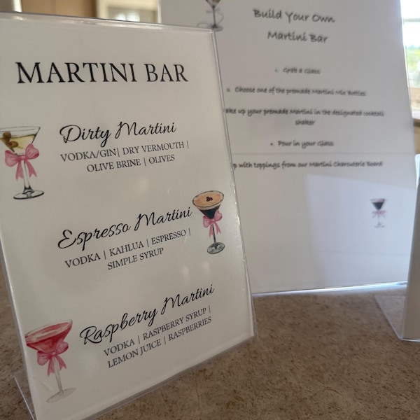 Martini Bar Drink Menu Template - Etsy