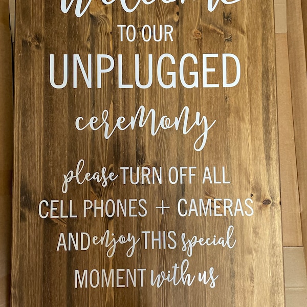 Unplugged Wedding Sign - Unplugged Ceremony Sign - Vertical Wooden ...