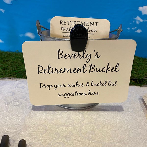Retirement Bucket Sign for Retirement Party / for Retirement Wish Tags ...