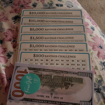 Savings Challenge Envelope, Laminated Savings Tracker, Zipper Cash ...