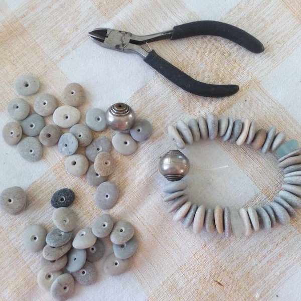 60 Tiny Center Drilled Stone Pebbles: Natural Rock Beads for Jewelry - Etsy