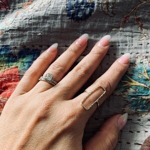 Rectangle Ring, Open Rectangle Ring, Long Modern Ring, Simple Open Ring ...