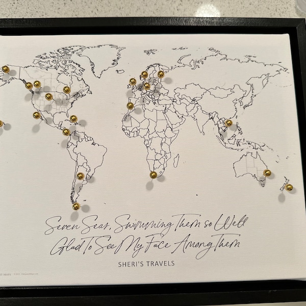 Push Pin Mini World Travel Map - No Labels - Personalizable Cork Pin ...