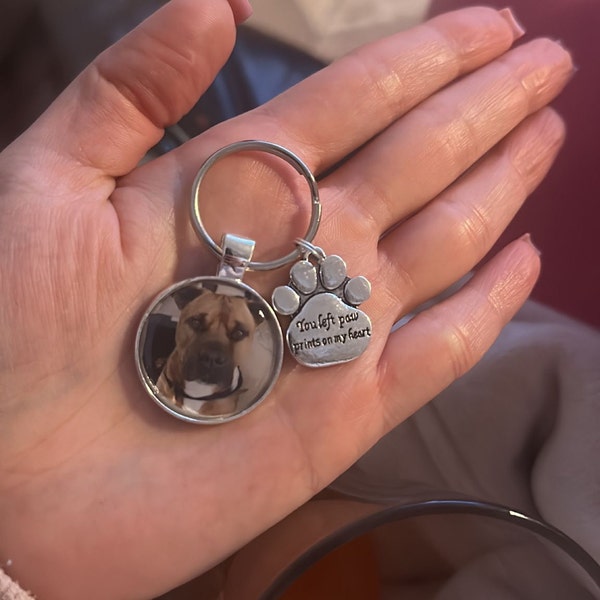 Dog Personalised Photo Keyring, You Left Paw Prints on My Heart, Loss ...
