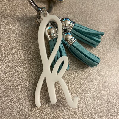 Individual Letter Keychain With Mini Tassels Acrylic Initial Keychain ...