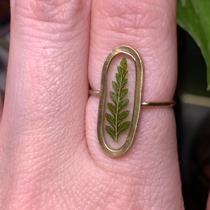 Fern Ring, Plant Ring, Botanical Ring, Pressed Fern Ring, Gold Fern ...