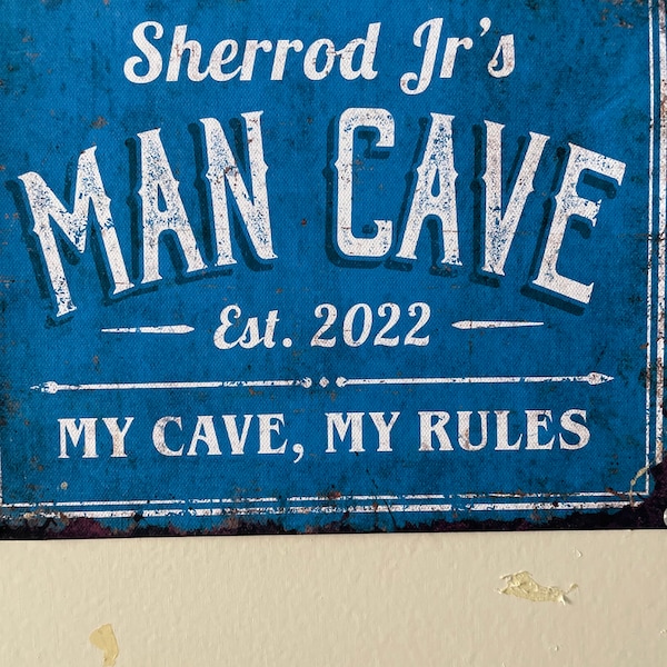 Custom Metal Sign, Man Cave Sign, My Cave My Rules, Garage Decor ...