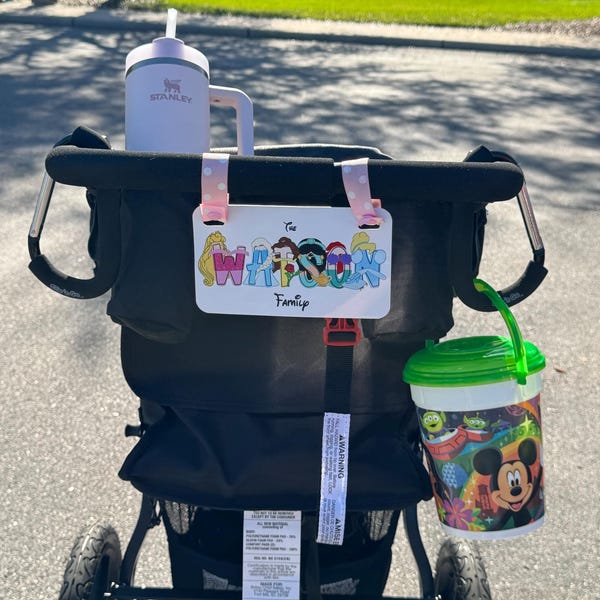 Personalized Family Name Stroller Tag, Amusement Theme Park Sign for ...