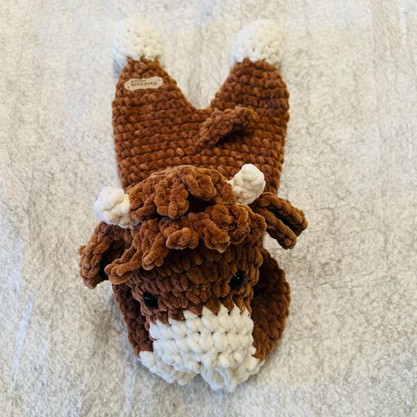 Crochet Highland Cow Snuggler Pattern, Highland Cow Lovey Crochet ...
