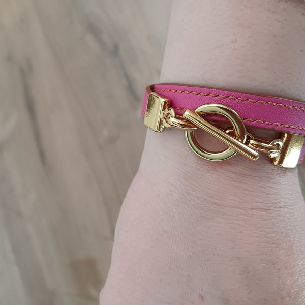 Leather Cuff Dog Collar Style for Men and Women, Wristand in Leather ...