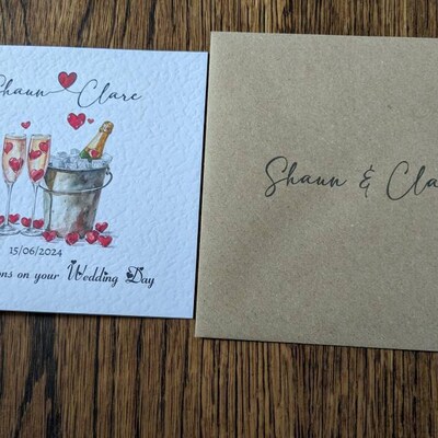 Personalised Wedding Initial Card Wedding Champagne Watercolour Card ...