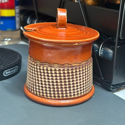 Oval Desktop Pencil and Pen Holder in Ancient Copper Glaze and Lively ...