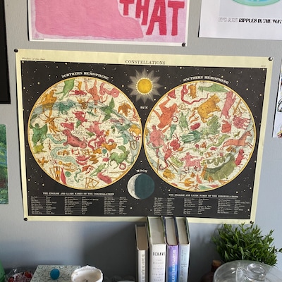 Zodiac Poster Zodiac Decor Constellation Map Print Living Room Wall Art ...