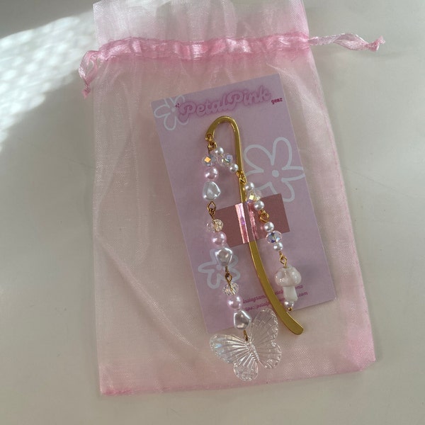 Beaded Bookmark, Hook Bookmark, Book Lover Gift Idea, Gold Bookmark ...