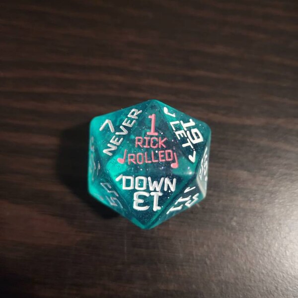 Rick Rolled 34mm D20 | Original Designed Custom DND DICE | Never Gonna ...