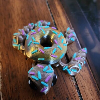 3D Printed Articulated Donut Turtle Multi-color Print Cute Colorful ...