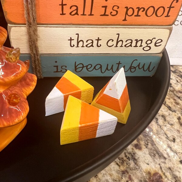 Mini Wood Candy Corn, Fall Tiered Tray Decor, Fall Shelf Sitter, Candy ...
