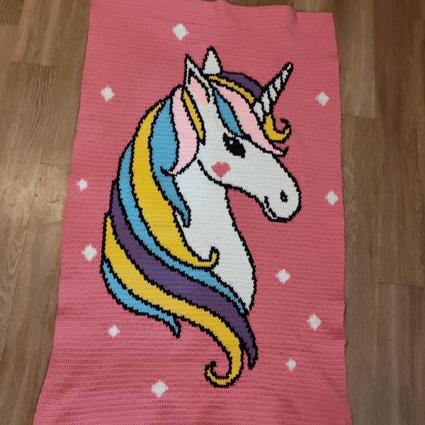 Twin Size Unicorn Beauty Graphghan Pattern - Etsy