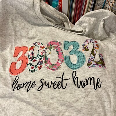 Zip Code OR Area Code Appliqued Tee Sizing Tee Home Sweet Home - Etsy