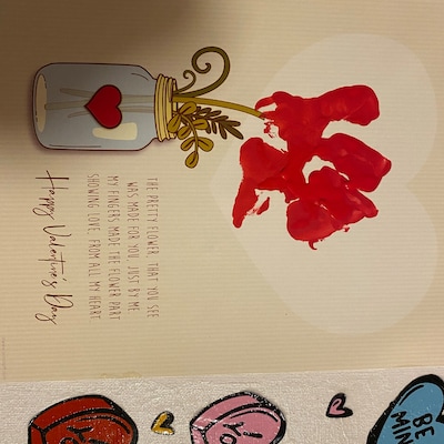 Handprint Flower Jar / Happy Valentine's Day / Handprint DIY Craft Art ...