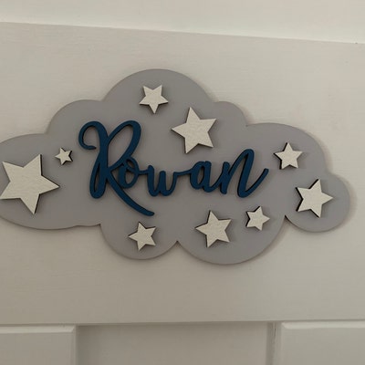 Name Cloud Nursery Cloud Sign Personalised Childrens Bedroom Door Sign ...