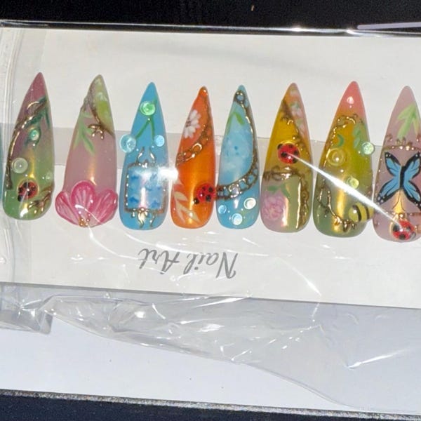 Koi Fish Press on Nails |hand-painted Japanese Water Nail Art |teal ...