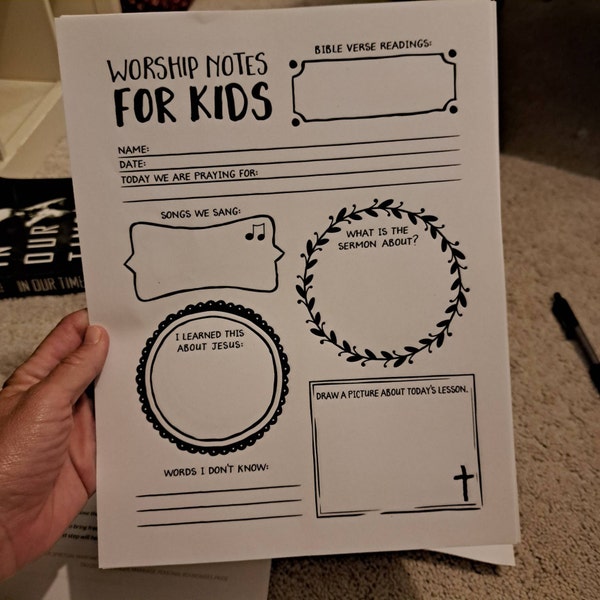 Worship Notes for Kids. PDF Printable. Instant Download. Sermon Notes ...