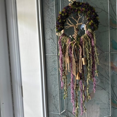 Tree of Life Witch Bells, 5 Inch Mossy Wreath, Home & Door Protection ...