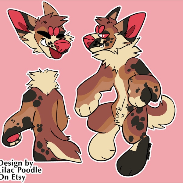 Hyena Canine Furry Reference Sheet Base Lineart - Etsy